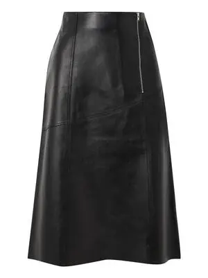 Victoria Beckham Paneled A-line Midi Leather Skirt - Black