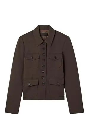 NILI LOTAN Jamison Wool-twill Jacket - Brown