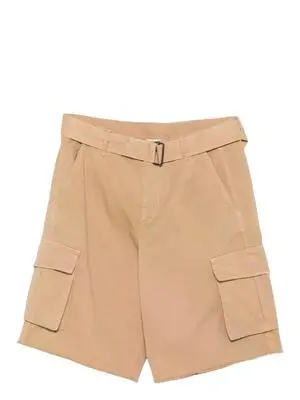 LANEUS Belted Cargo Shorts - Brown