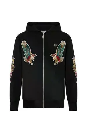 Philipp Plein Patch-embellished Zip-up Hoodie - Black
