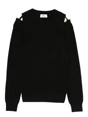 Elisabetta Franchi Cut-out Long-sleeve Sweater - Black
