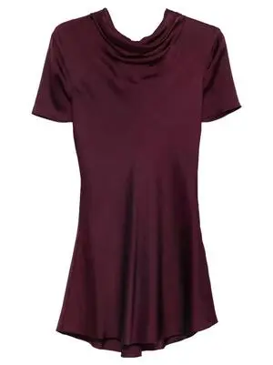 Staud Silk Mini Dress Cowl Neck - Purple