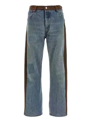 B Sides Customised Levi's Straight Rework Halfsie Cotton Jeans - Blue