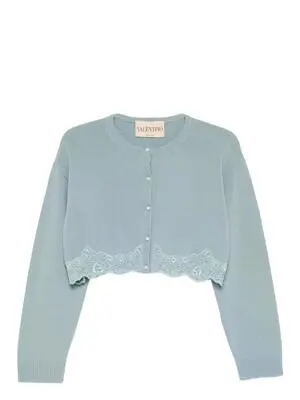 Valentino Garavani Lace-trim Cardigan - Blue