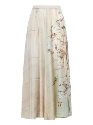 PIERRE-LOUIS MASCIA A-line Silk Midi Skirt - Neutrals