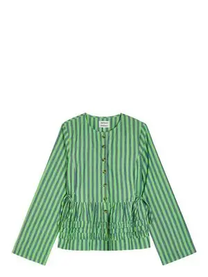 DAMSON MADDER Striped Button Blouse - Green