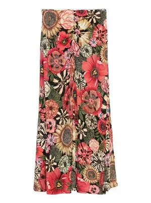 Farm Rio Floral Print Maxi Skirt - Red