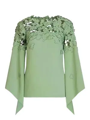Oscar De La Renta Long-sleeve Embroidered Blouse - Green