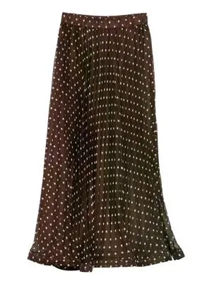 P.a.r.o.s.h Polka-dot Pleated Maxi Skirt - Brown
