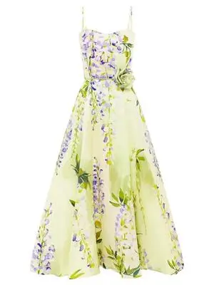 LEO LIN Mariela Floral Midi Dress - Green