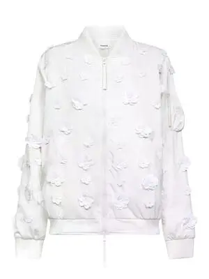 P.a.r.o.s.h Floral-appliqué Bomber Jacket - White