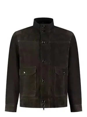 Brioni Buttoned Bomber Jacket - Brown