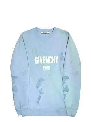 Givenchy Distressed Logo Crew-neck Sweatshirt - Blue