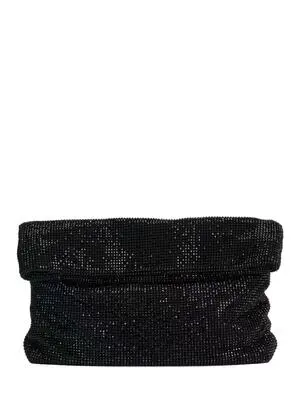 TWENTY FOURHAITCH Beaded Ruched Clutch Black