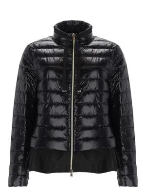 Herno Quilted Down Jacket With Ruffles - Black