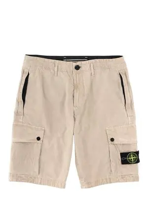 Stone Island Cargo Shorts With Logo Patch - Beige