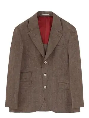 Brunello Cucinelli Single-breasted Linen Jacket - Brown