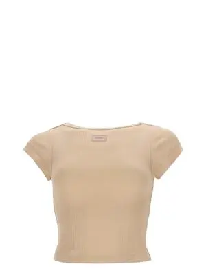 Jean Paul Gaultier Top With Logo Patch - Nude