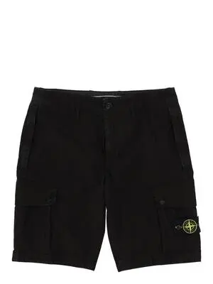 Stone Island Cargo Shorts With Logo Patch - Black