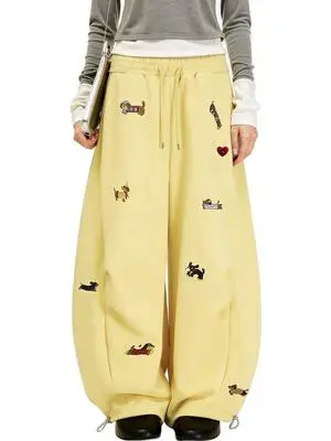 AELFRIC EDEN Embroidered Barrel Sweatpants - Yellow