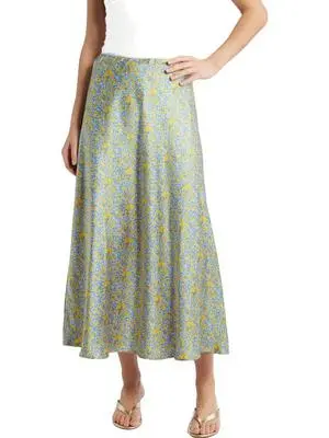 CITY BLUES Bias Cut Printed Maxi Skirt
