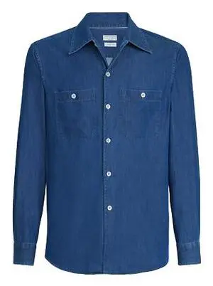 Brunello Cucinelli Lightweight Denim Shirt - Dark Denim