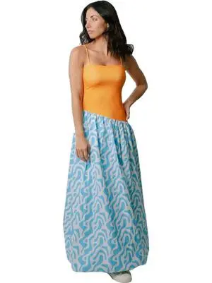 SAN MALO Bubble Midi Dress - Blue And Orange