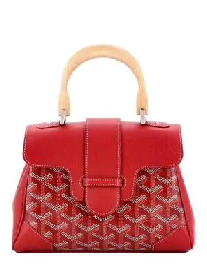 GOYARD Saigon Top Handle Bag Coated Canvas With Leather Mini - Red