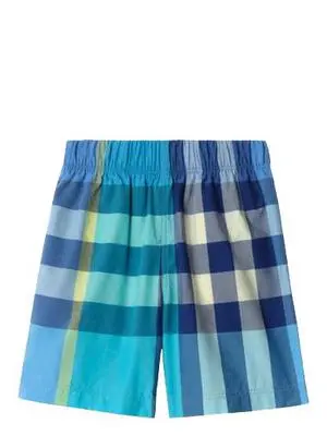 Burberry Check Cotton Shorts - Bright Turquoise