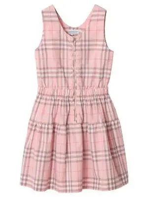 Burberry Check Cotton Sleeveless Dress - Peony Pink