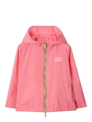 Burberry Checker-tape Nylon Hooded Jacket - Flamingo Pink