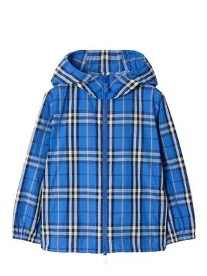 Burberry Check Nylon Hooded Jacket - Hyacinth Blue