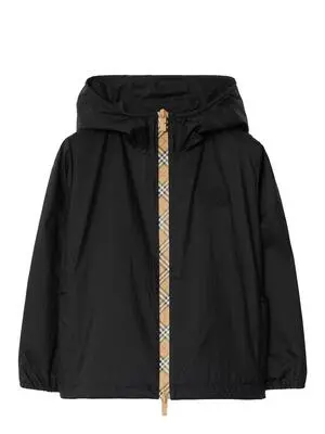 Burberry Checker-tape Nylon Hooded Jacket - Black