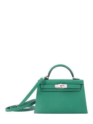 HERMES Kelly Mini Ii Bag Green Epsom With Palladium Hardware - Vert Vertigo