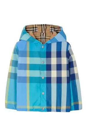Burberry Reversible Check Nylon Hooded Jacket - Bright Turquoise