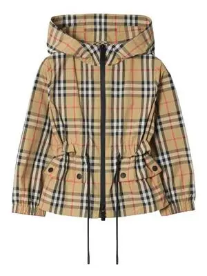 Burberry Check Nylon Hooded Jacket - Sand Beige