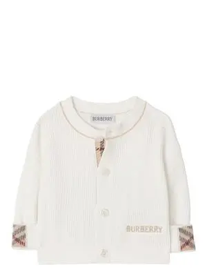 Burberry Logo Cotton Cardigan - Ivory White