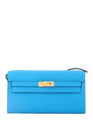 HERMES Kelly To Go Wallet Verso Epsom - Verso - Bleu Frida/rouge H