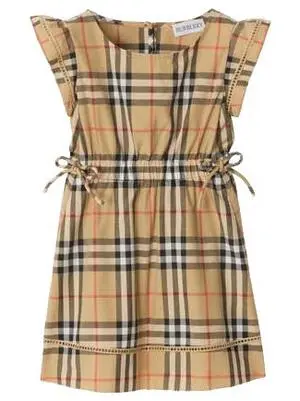 Burberry Check Cotton Dress - Sand Beige