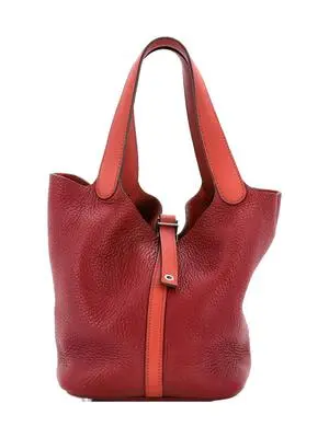 HERMES Picotin Lock Bag Bicolor Clemence Mm - Rouge H