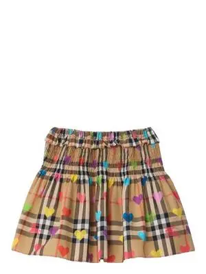 Burberry Heart Check Cotton Skirt - Sand