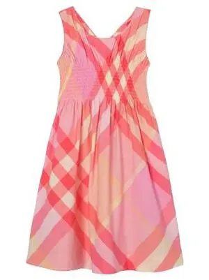 Burberry Check Cotton A-line Dress - Strawberry Pink
