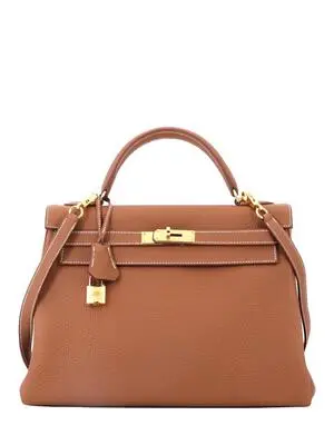 HERMES Kelly Handbag 32 Brown Togo With Hardware - Gold