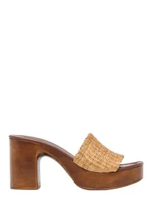 DOLCEVITA Celest Raffia Block Heel Sandals - Natural Raffia