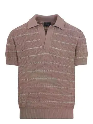 Brioni Striped V-neck T-shirt - Brown