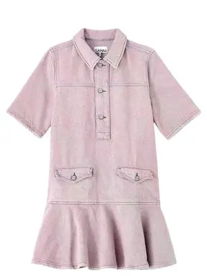 GANNI Denim Mini Dress - Pink