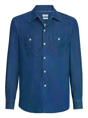 Brunello Cucinelli Chest-pockets Long-sleeve Shirt - Blue
