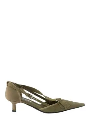 Prada Point-toe Canvas Heeled Pumps - Green