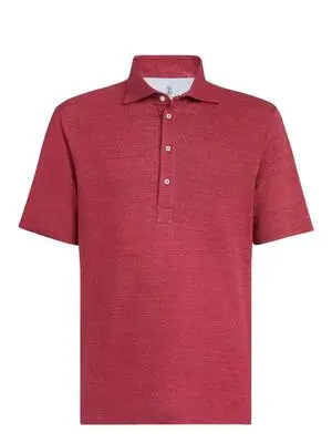 Brunello Cucinelli Point-collar Mélange Polo Shirt - Red
