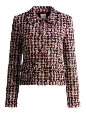 St. John Houndstooth Tweed Jacket - Red